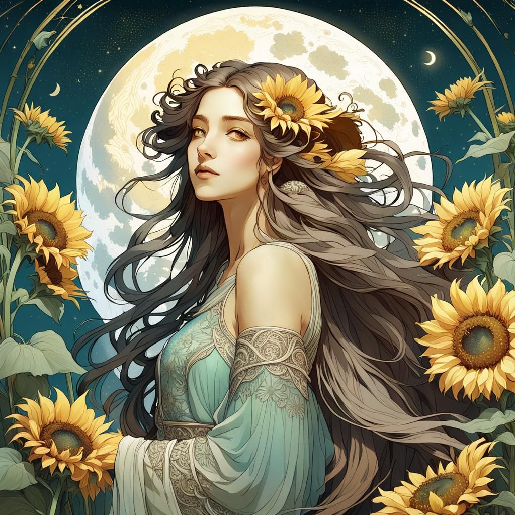 Lady sunflower - AI Generated Artwork - NightCafe Creator