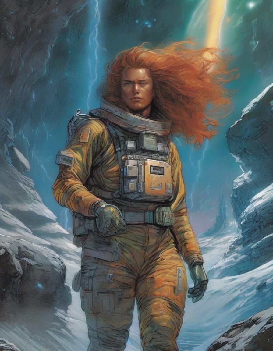 Astronaut in Alien Desert: Comic Book Cover - AI Art