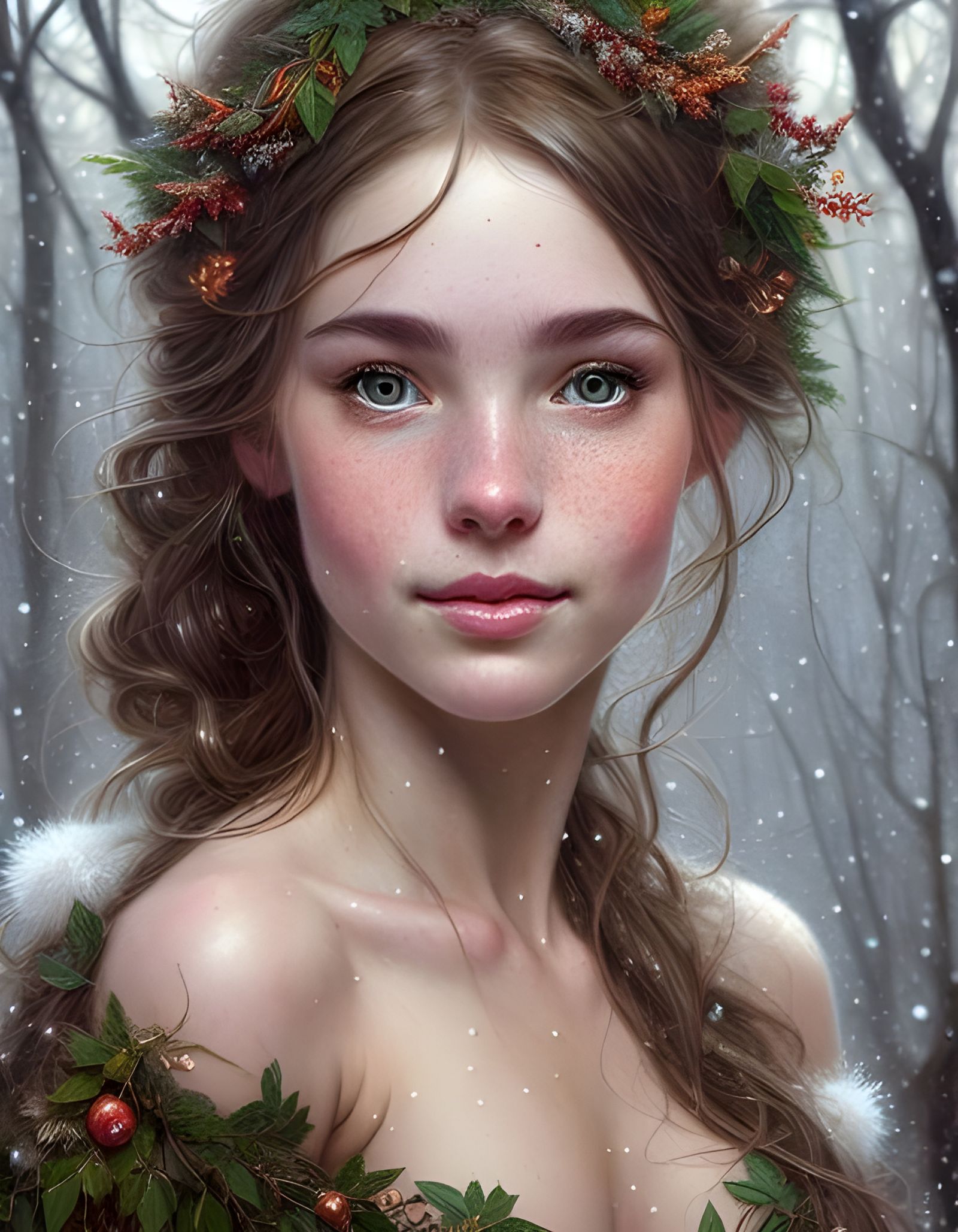 Winter Dryad, female - AI Generated Artwork - NightCafe Creator