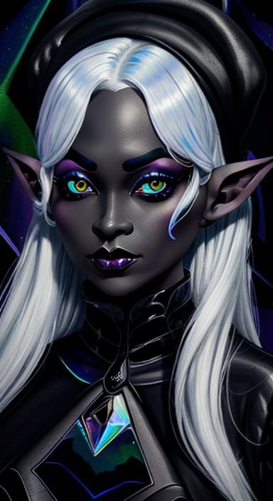 Goth Drow Elf, Prismatic Holographic Color Pop Face, Charcoal Pewter ...