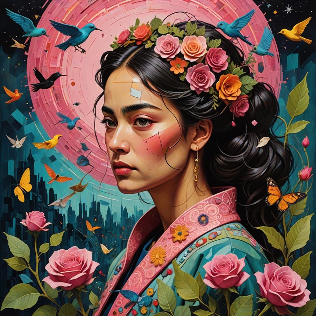 Cyberpunk Calligraphy Meets Silicon Serenity in Vi... - AI Art