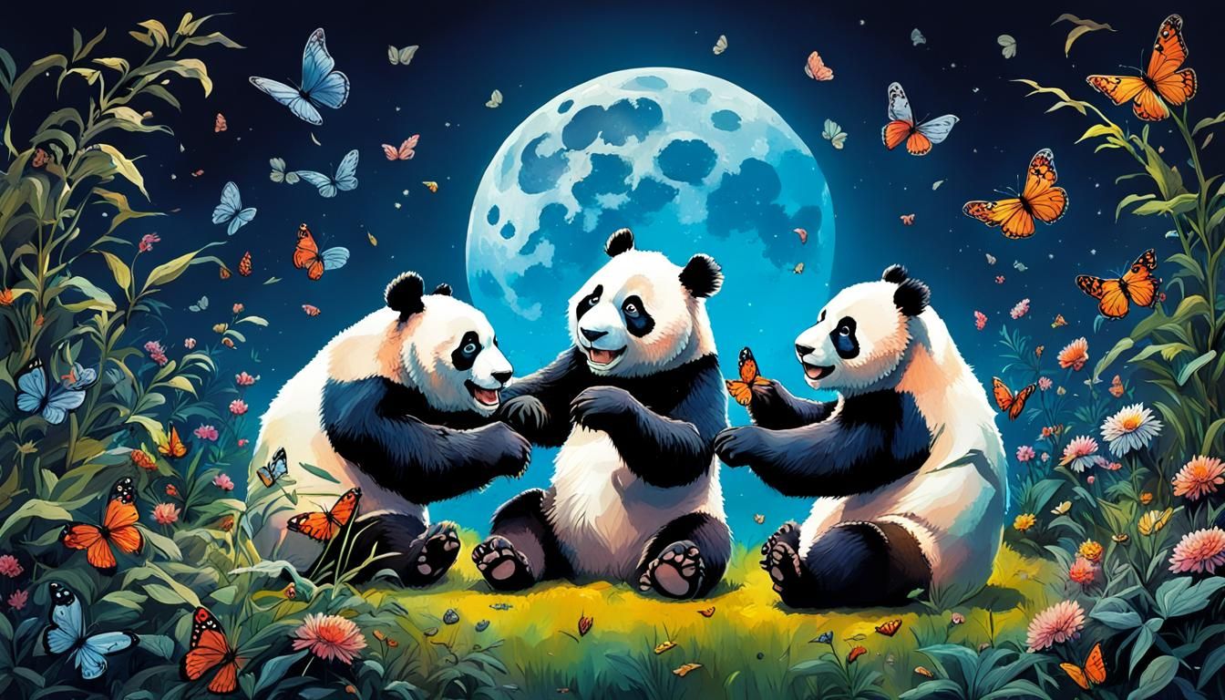 playful pandas - AI Generated Artwork - NightCafe Creator