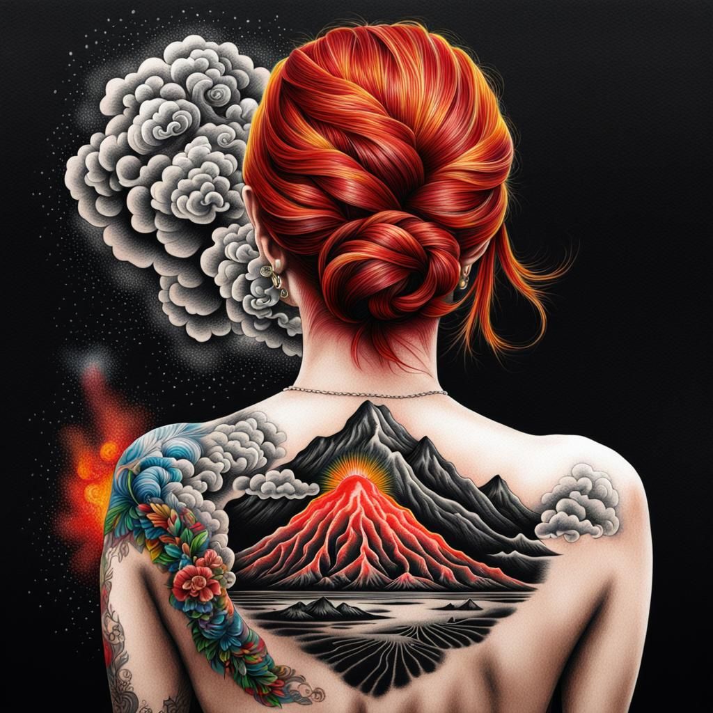 Volcano Tattoo - AI Generated Artwork - NightCafe Creator