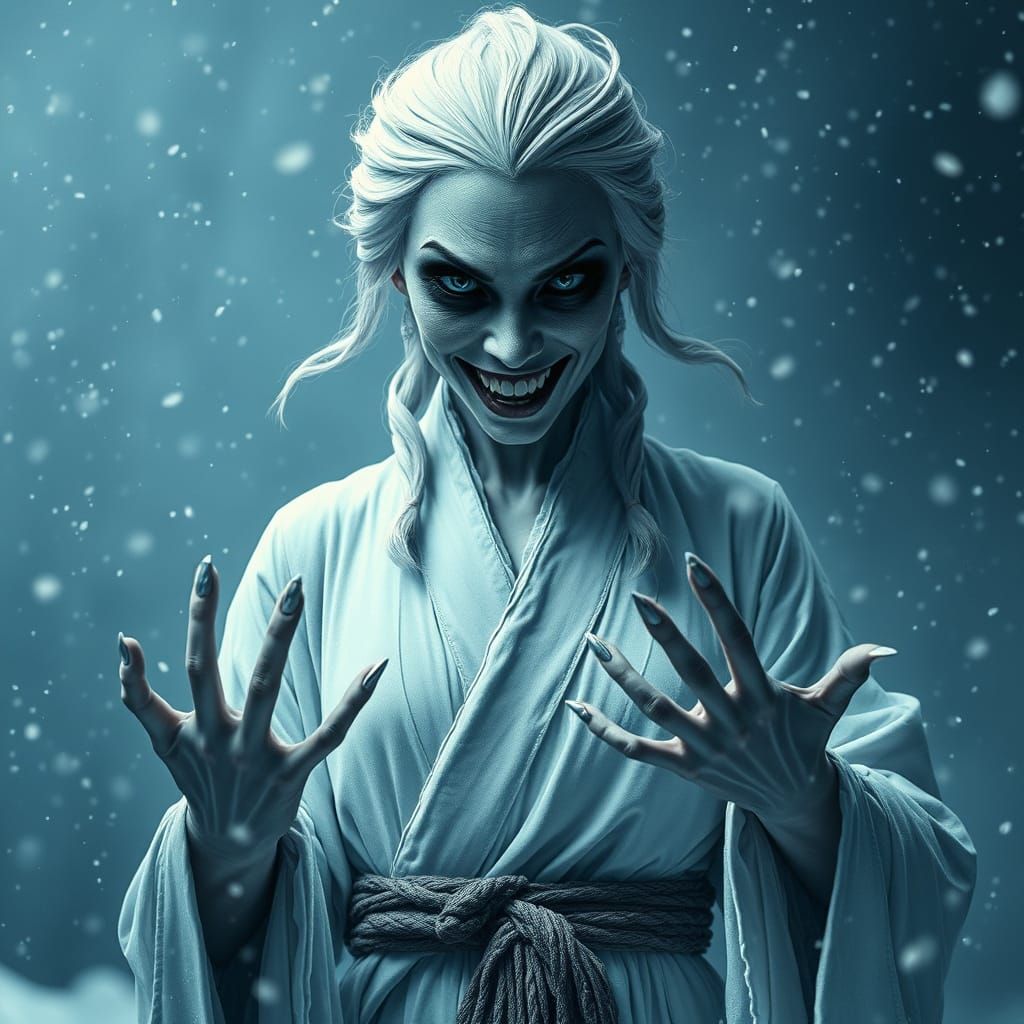 Eldritch Horror Yuki Onna Elsa from Frozen Steppin... - AI Art