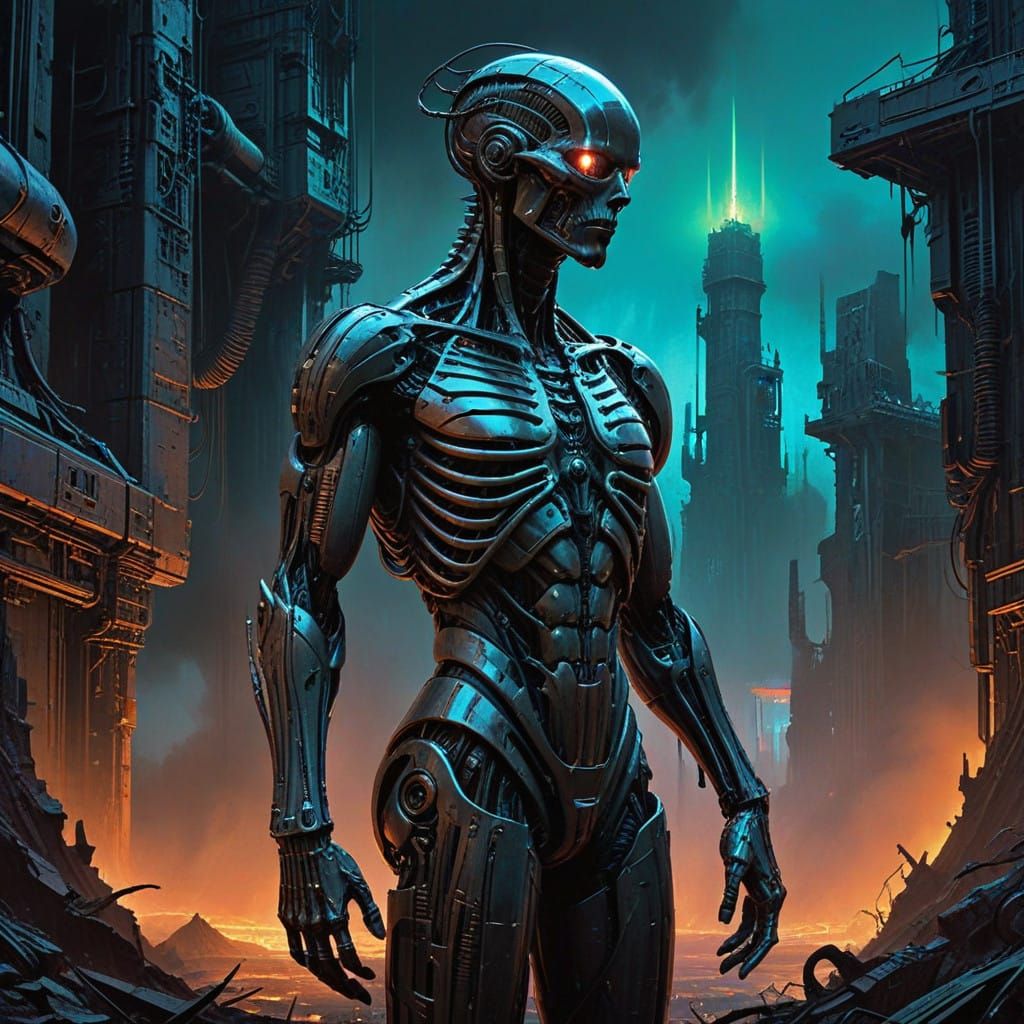 A hyperrealistic Ink and oil picture of a grotesque amalgamation of ...