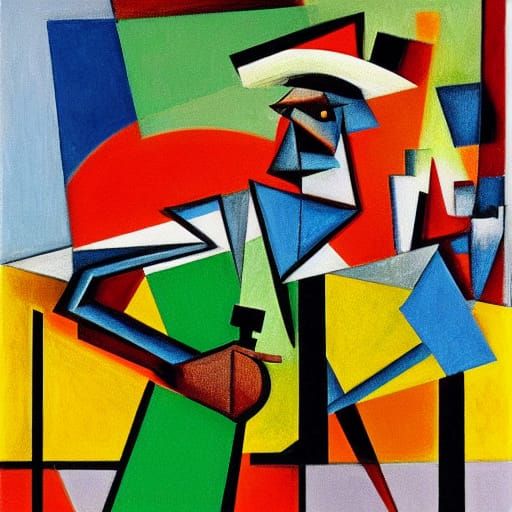 Mouse in Smokers' Lounge: Cubist Art Deco Style - AI Art