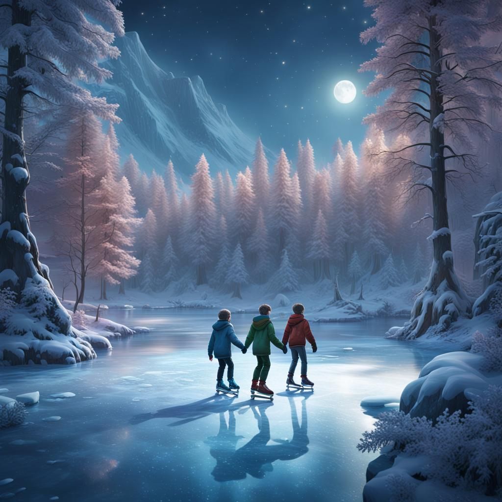late night ice skating - AI Generated Artwork - NightCafe Creator