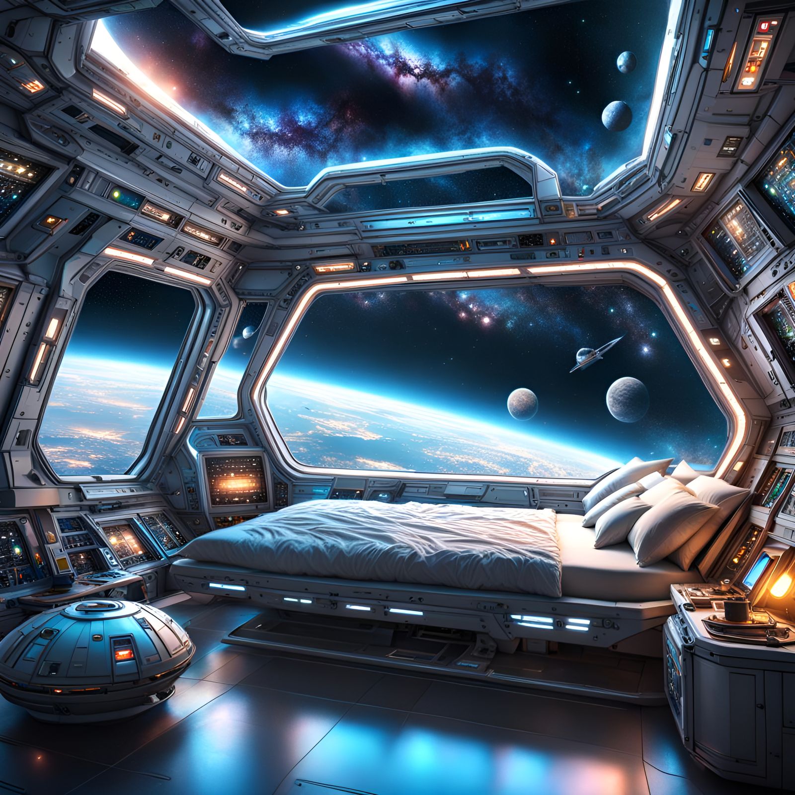 Life on a cozy spaceship with a view - AI Generated Artwork - NightCafe ...