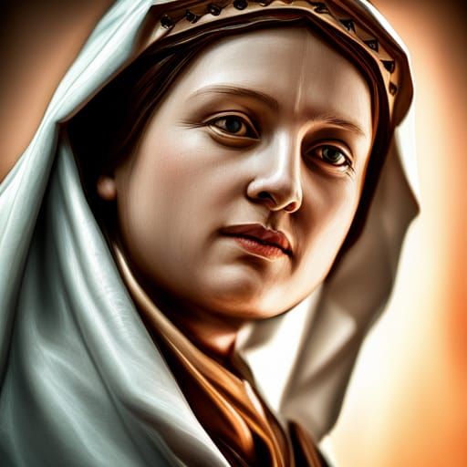 Portrait of Mother Mary - Hyperrealistic Portrait of Mother...