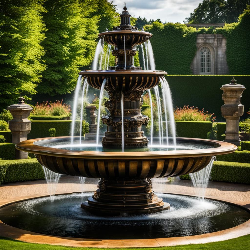 Steampunk water fountain - AI Generated Artwork - NightCafe Creator