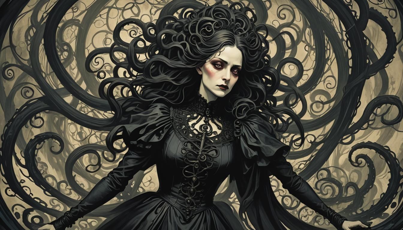A Victorian Gothic woman, reimagined through German Expressionism ...