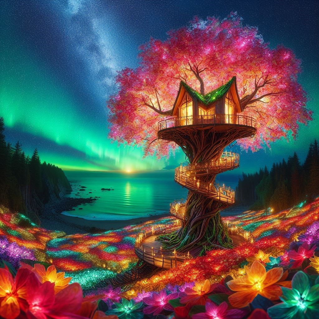 Colorful Treehouse - AI Generated Artwork - NightCafe Creator