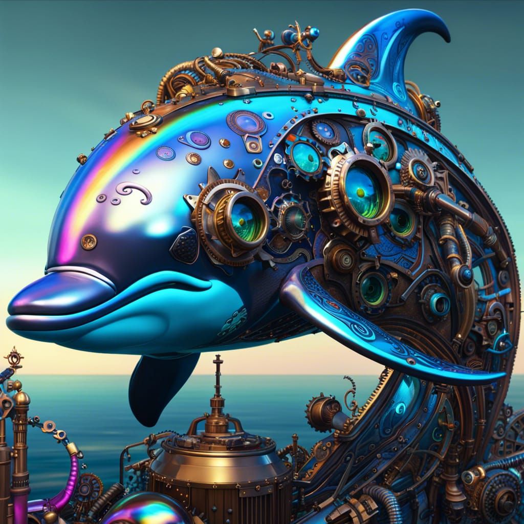 A Robotic Dolphin - AI Generated Artwork - NightCafe Creator
