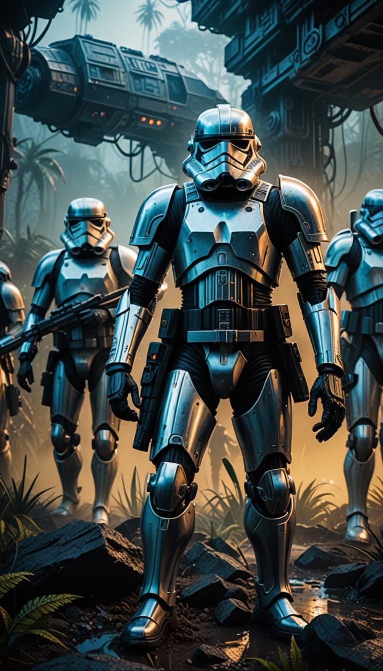 Solarpunk Stormtroopers - Cyberpunk Stormtroopers in Neon-L...