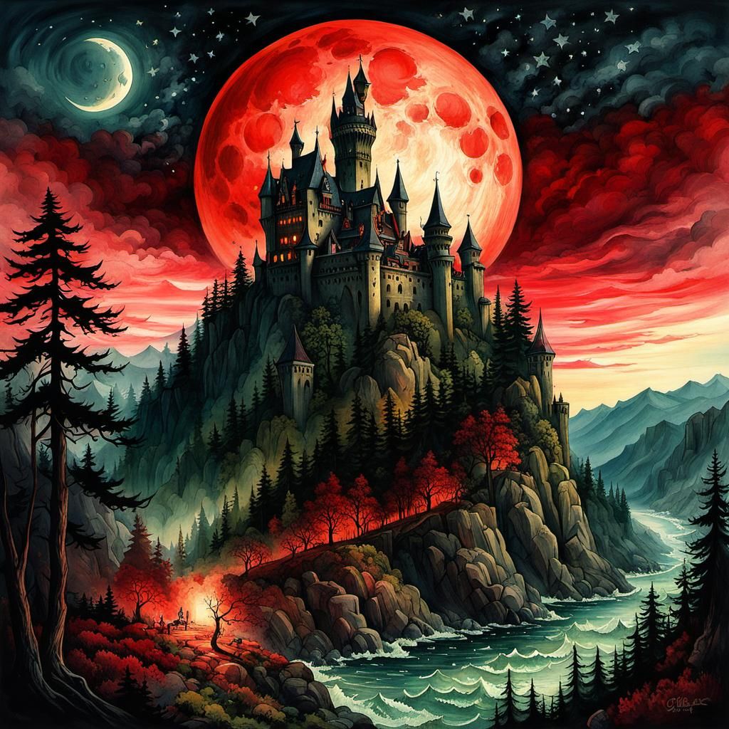 Dracula's castle :: cinematic 16k resolution masterpiece illustration ...
