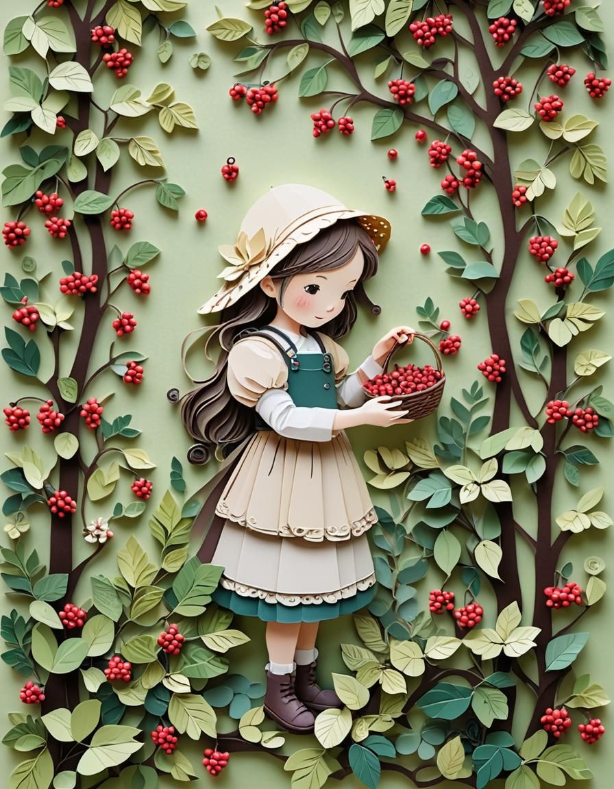 A young girl picking berries - AI Generated Artwork - NightCafe Creator