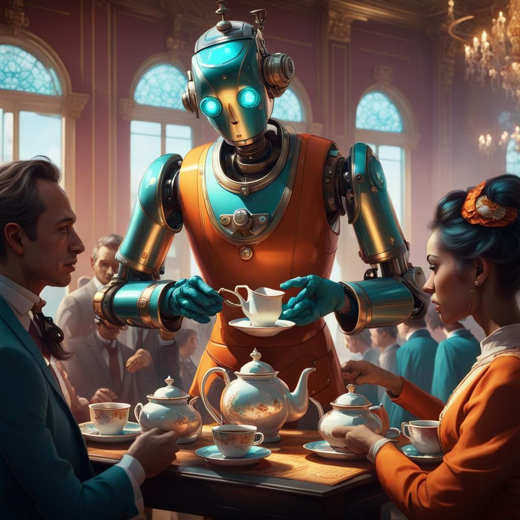 Tea Is Served By The Robot Butler - AI Generated Artwork - NightCafe ...