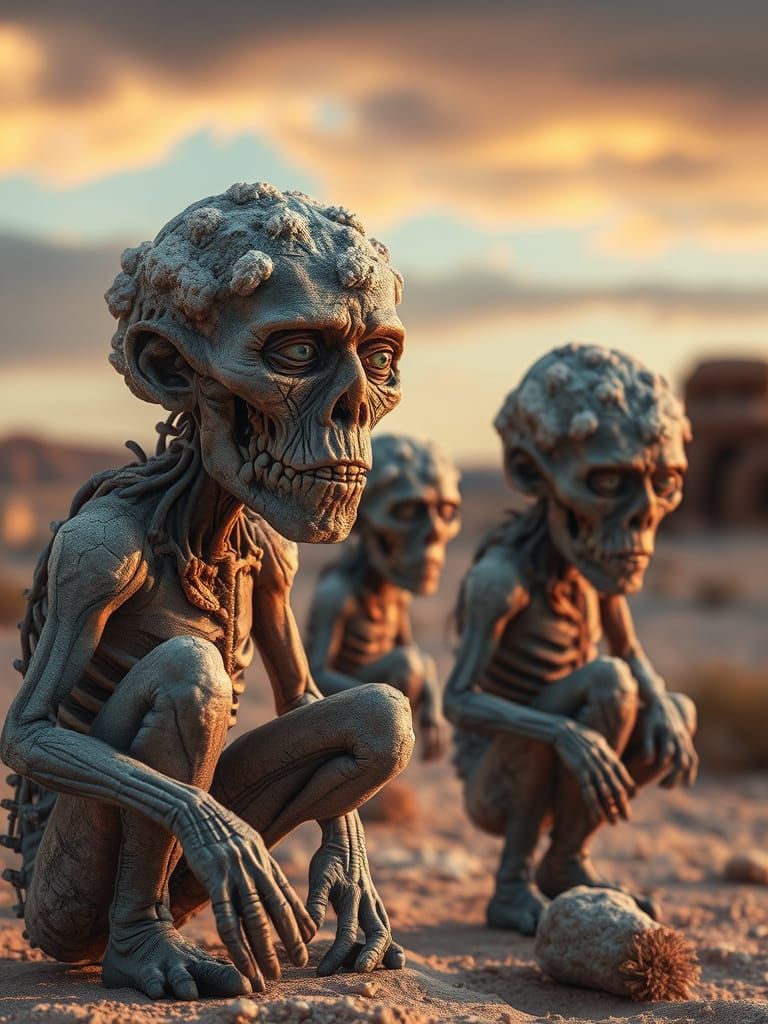 Hyperrealistic Claymation Figures in Desert Landsc... - AI Art