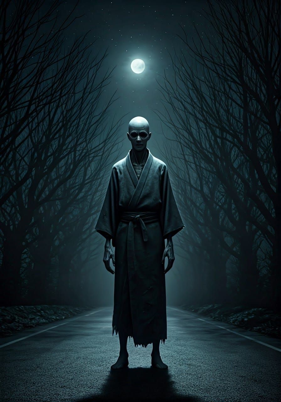 Faceless Spirit Noppera-bō Haunts a Desolate Japan... - AI Art