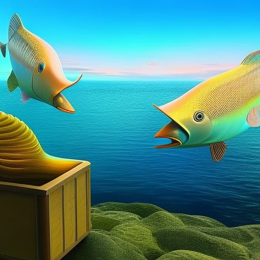 two anthropomorphic fish are sitting like human in a bus/ 8k resolution ...