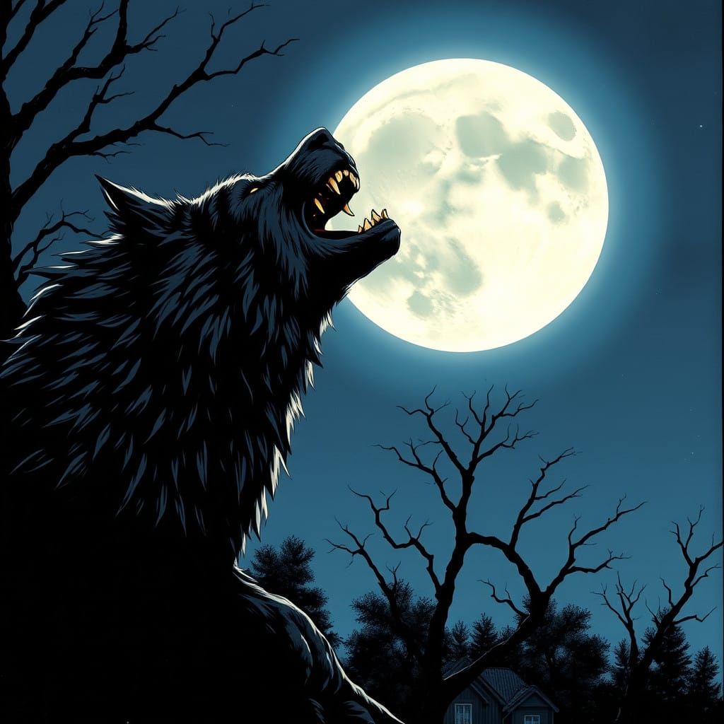 A howl in the night! - Moonlit Beast Unleashes Primeval Howl