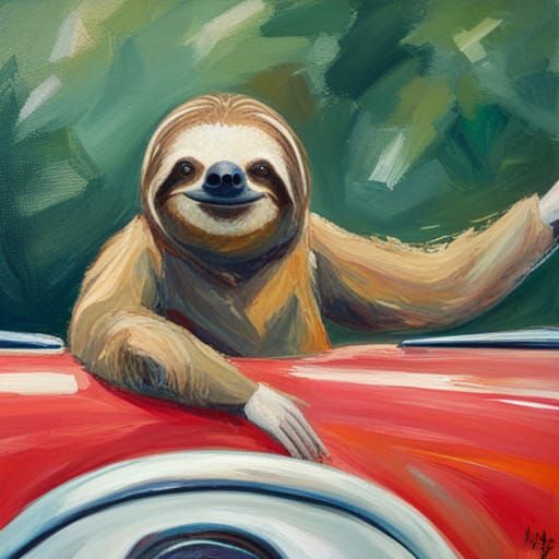 Portrait of a Sloth Driving a Car - AI Generated Artwork - NightCafe ...
