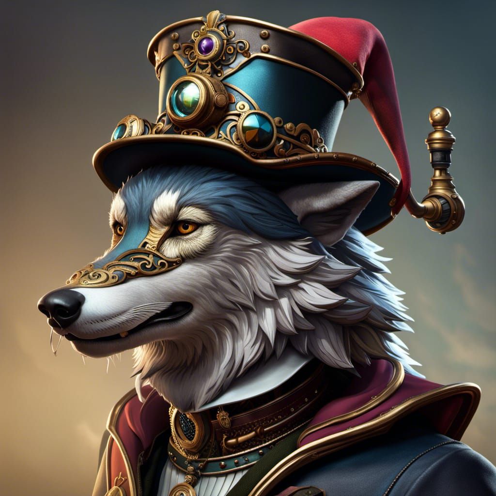 Steampunk jester wolf - AI Generated Artwork - NightCafe Creator