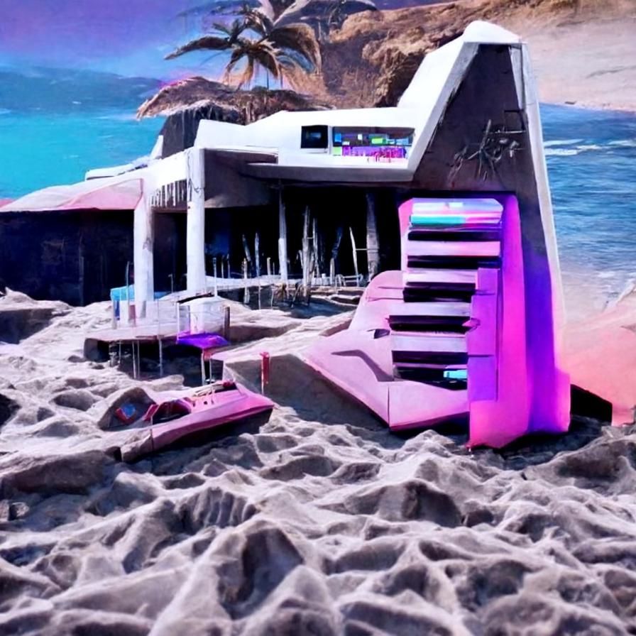 synthwave beach lair - AI Generated Artwork - NightCafe Creator