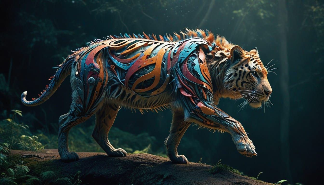 Abstract Tiger - Ethereal Beast in Cosmic Harmony