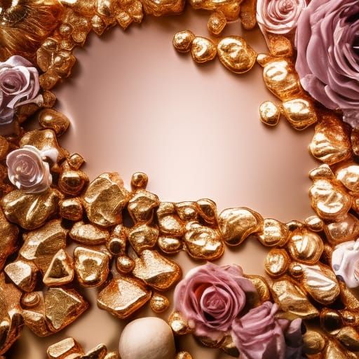 Raw Rose Gold Nugget Display - AI Generated Artwork - NightCafe Creator