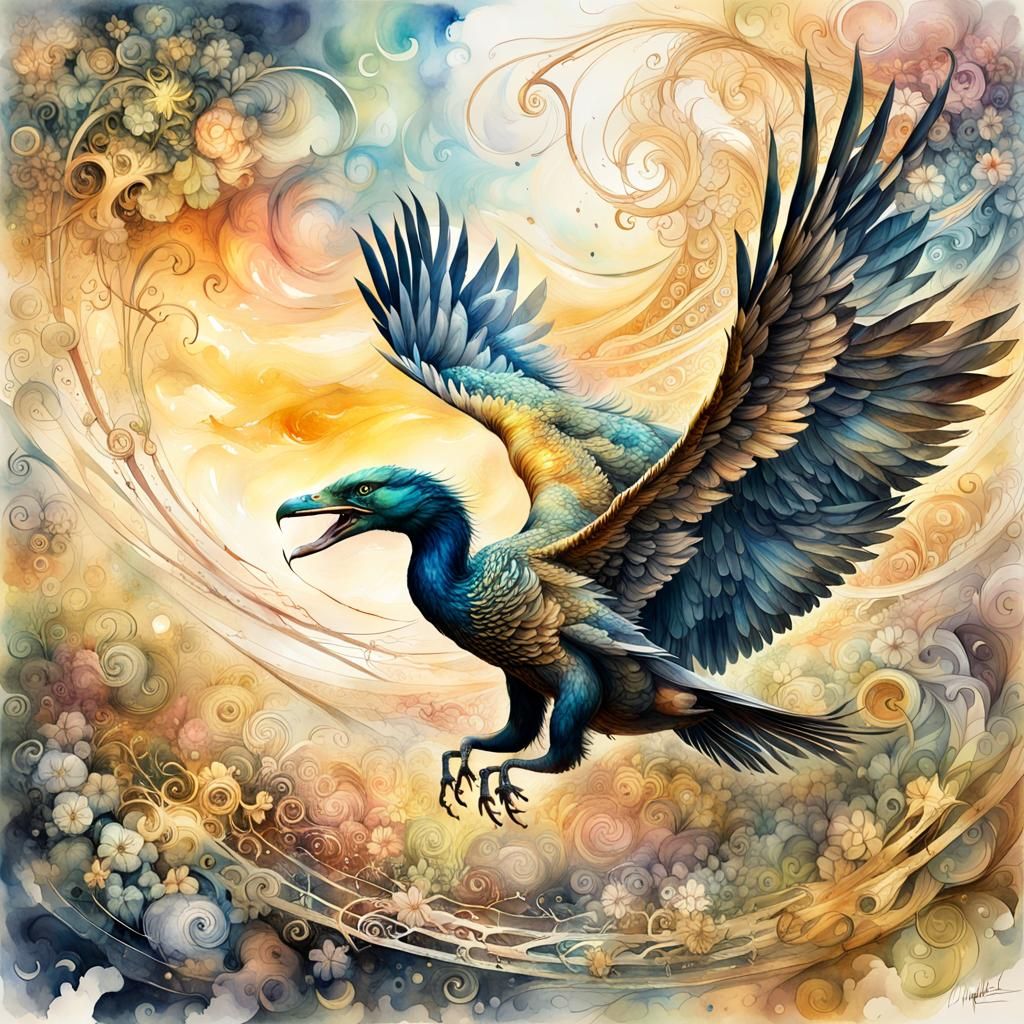 Spiraling Double the highly detailed the black and golden drake soaring ...