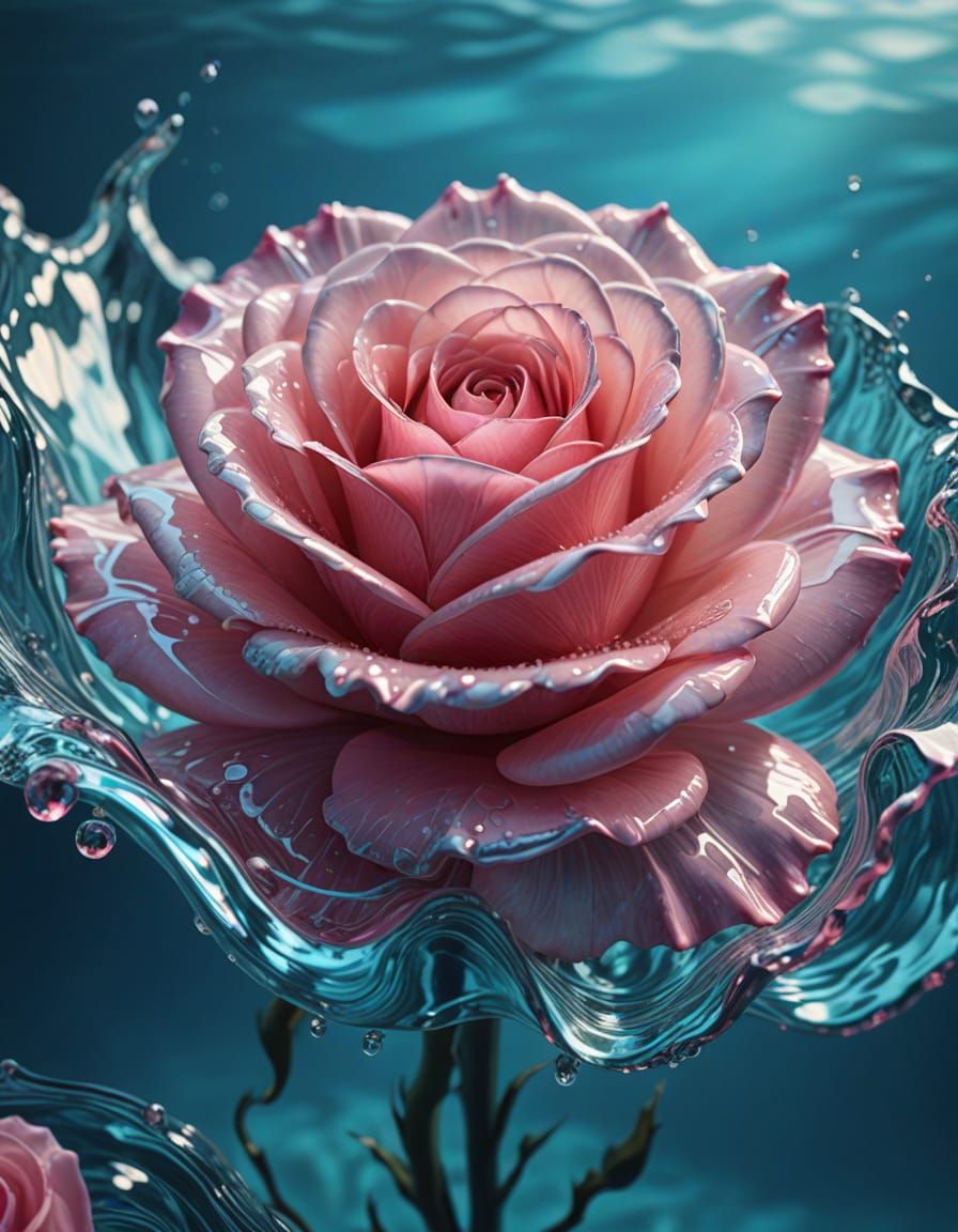 photorealistic digital close up of a pink rose