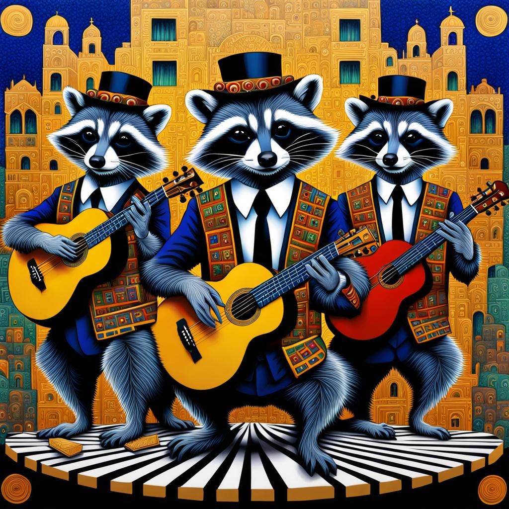 Three Raccoons v1.2 - AI Generated Artwork - NightCafe Creator