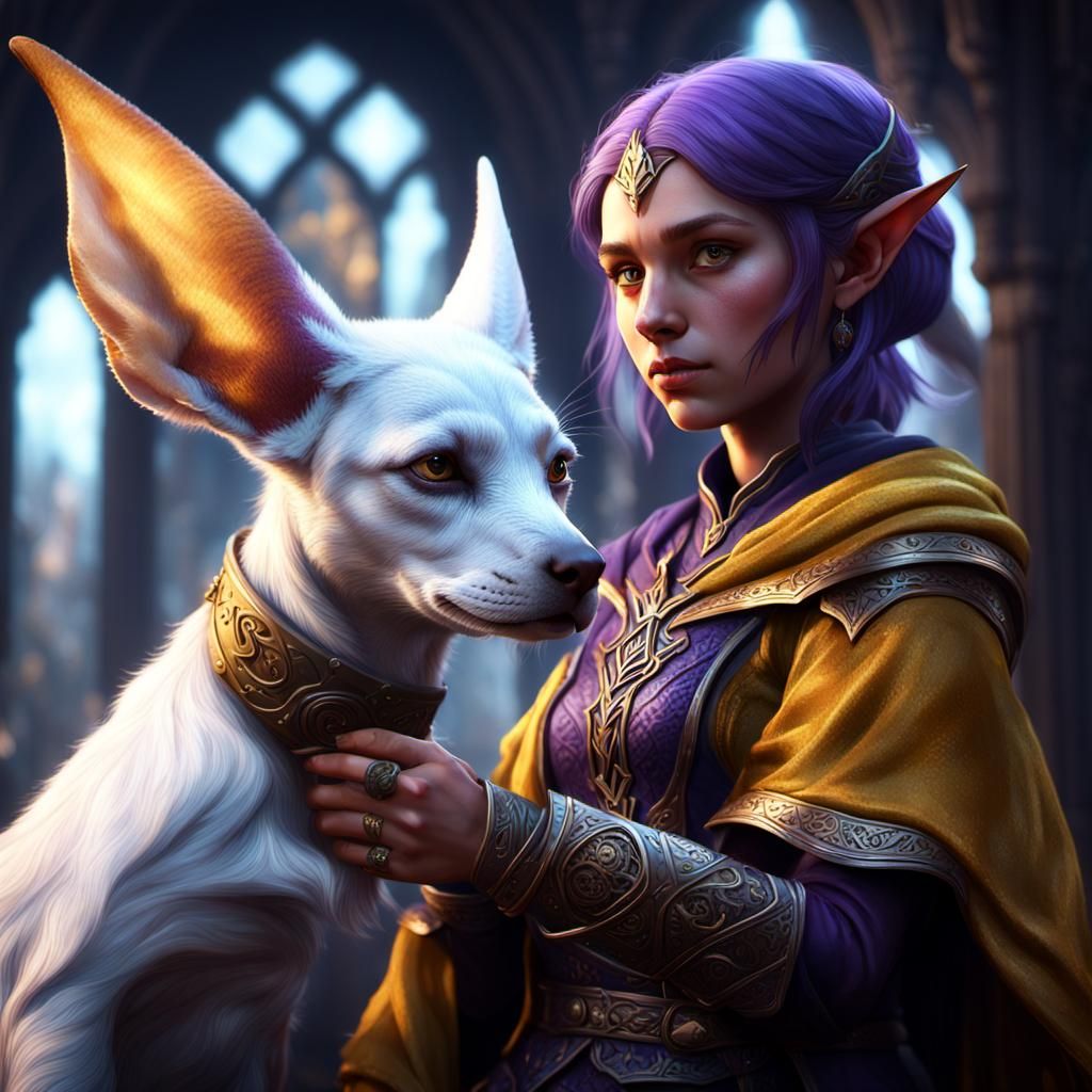 A femal elf with a pet - AI Generated Artwork - NightCafe Creator