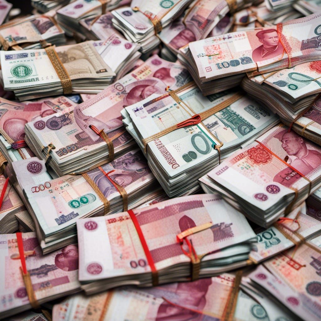 piles of cash of ruble and RMB - AI Generated Artwork - NightCafe Creator