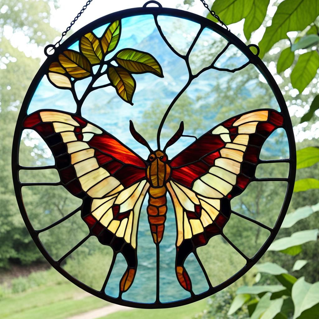 stained glass atlas moth - AI Generated Artwork - NightCafe Creator