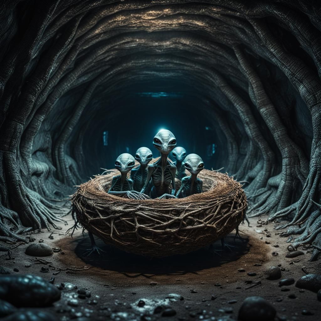 Aliens underground nest. - AI Generated Artwork - NightCafe Creator