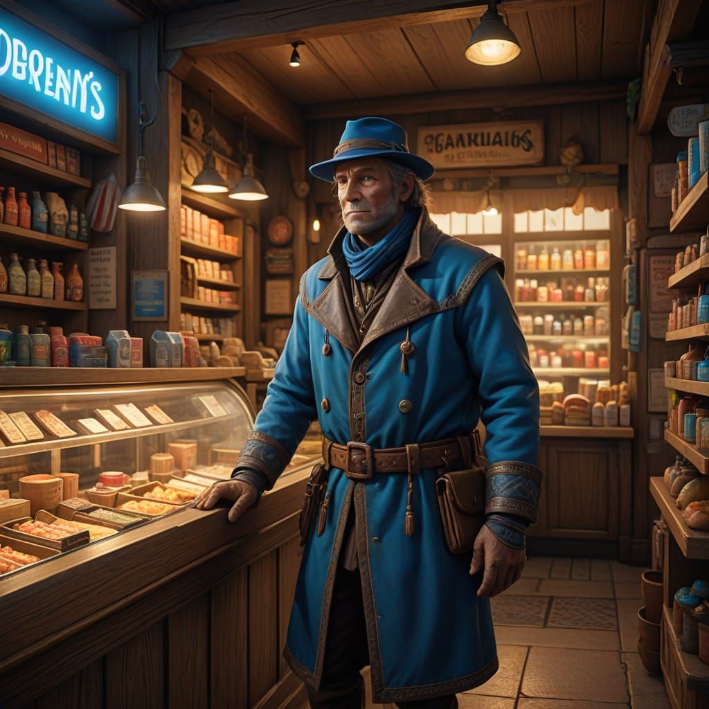 Fantasy Boggan Shopkeeper in Warm Evening Light - AI Art