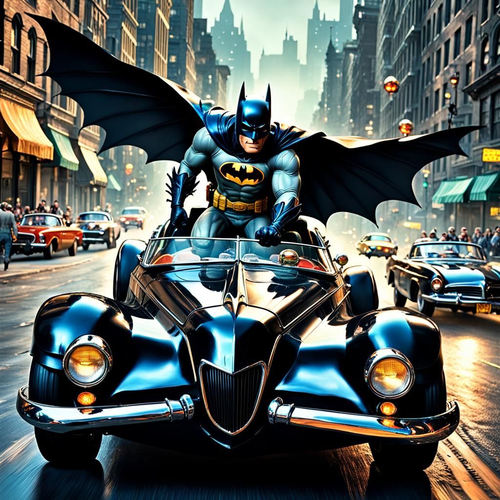 Batman driving in the streets of beautiful Gotham city. - AI Generated ...