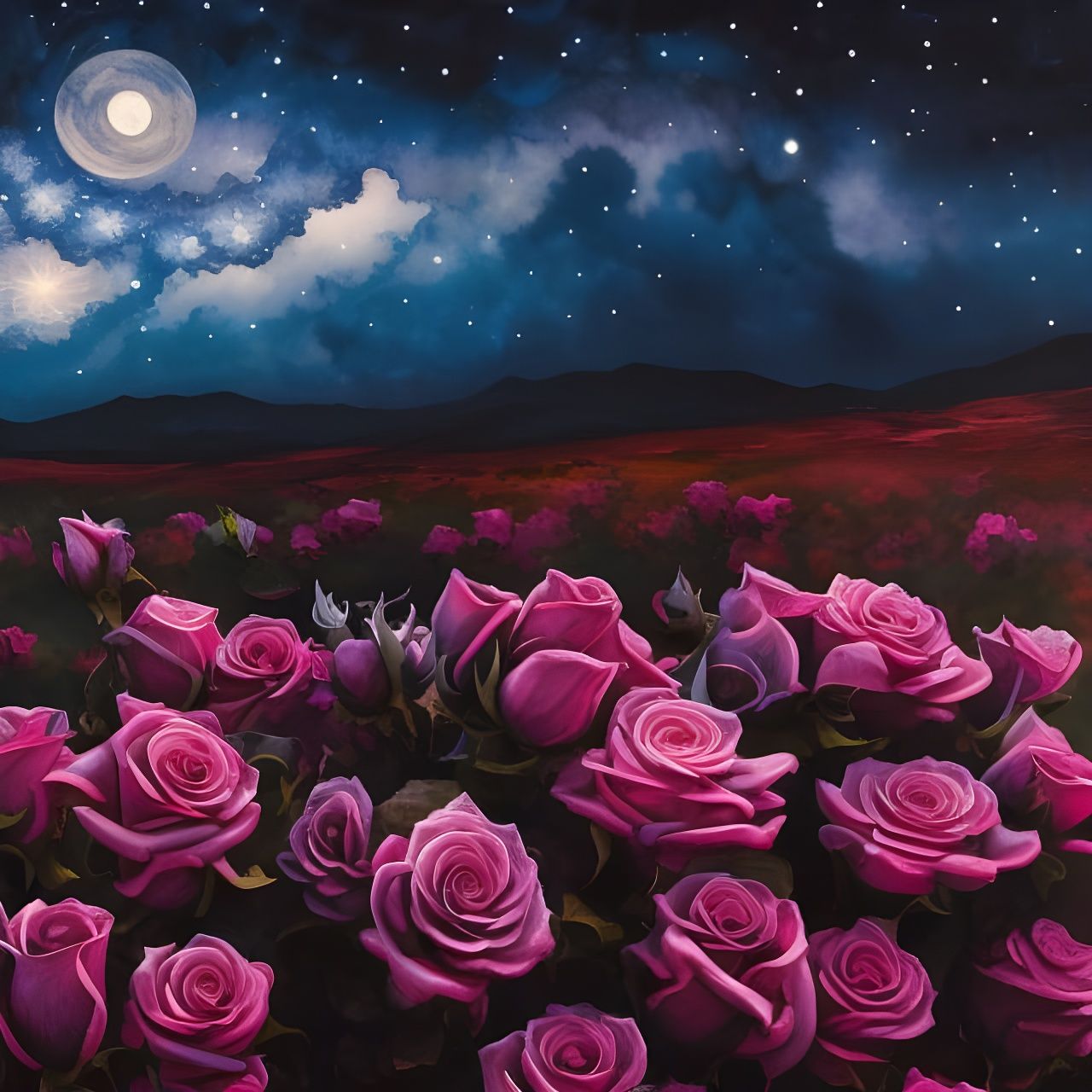 Starry Roses - AI Generated Artwork - NightCafe Creator