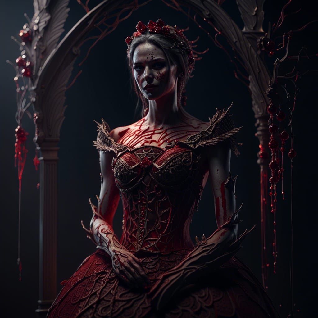 RAW photo, blood bride, perfect composition, beautiful detailed ...