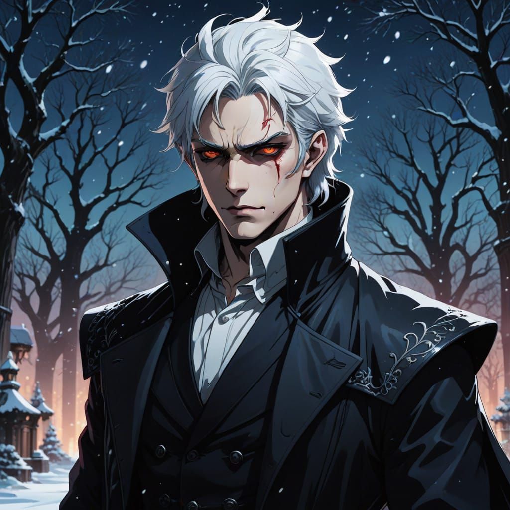Vampir - Ethereal Vampire Majesty in Snowy Manga Landscape