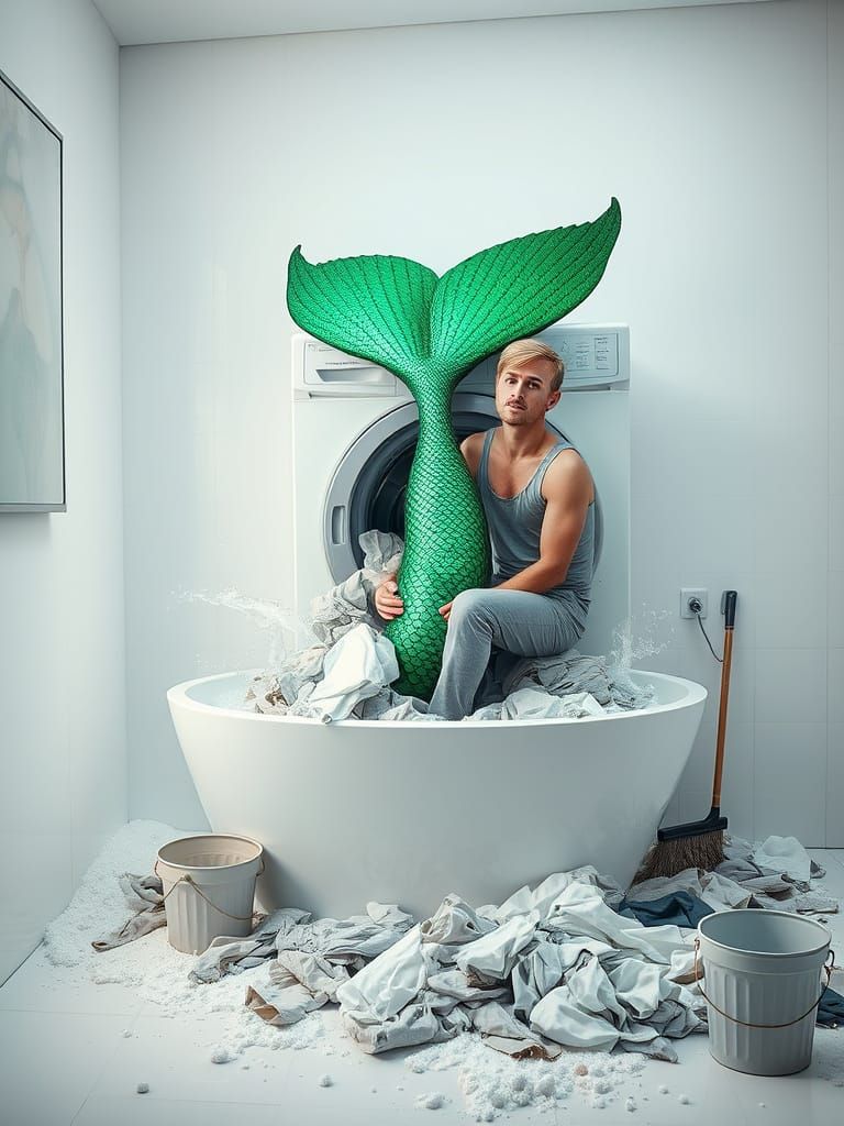 washed the mermaid again - Surreal Mermaid Emerges from Wash...