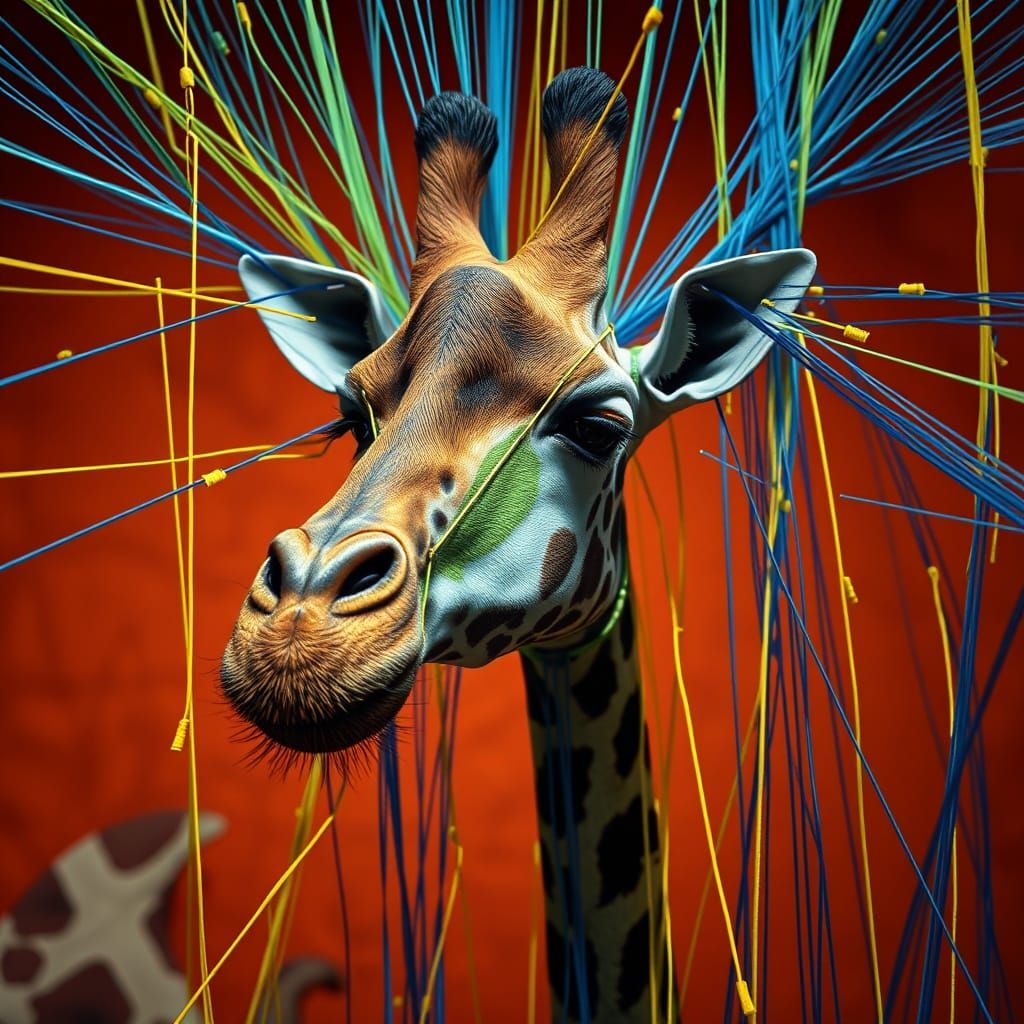 Colorful String art giraffe - Majestic Giraffe in Whimsical ...