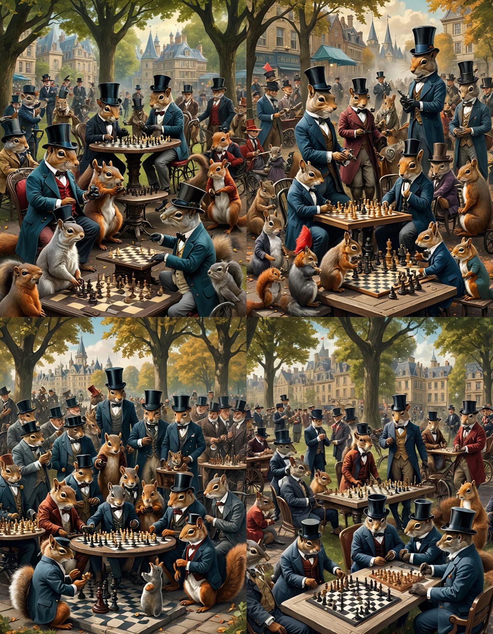 A collection of 19th century Parisian squirrels playing chess - AI ...