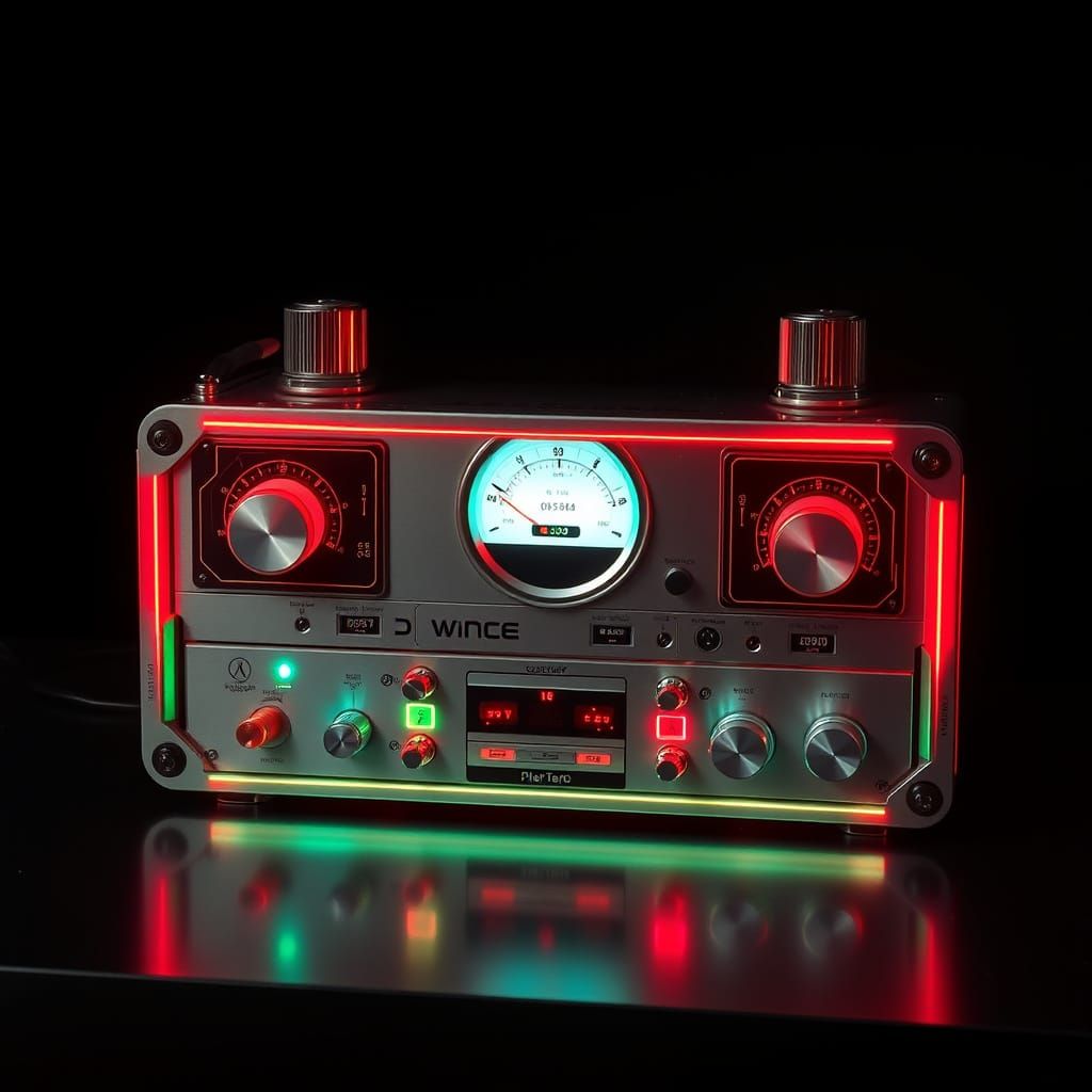 Retro-cybernetic stereo amplifier - Retro-Futuristic Cybern...