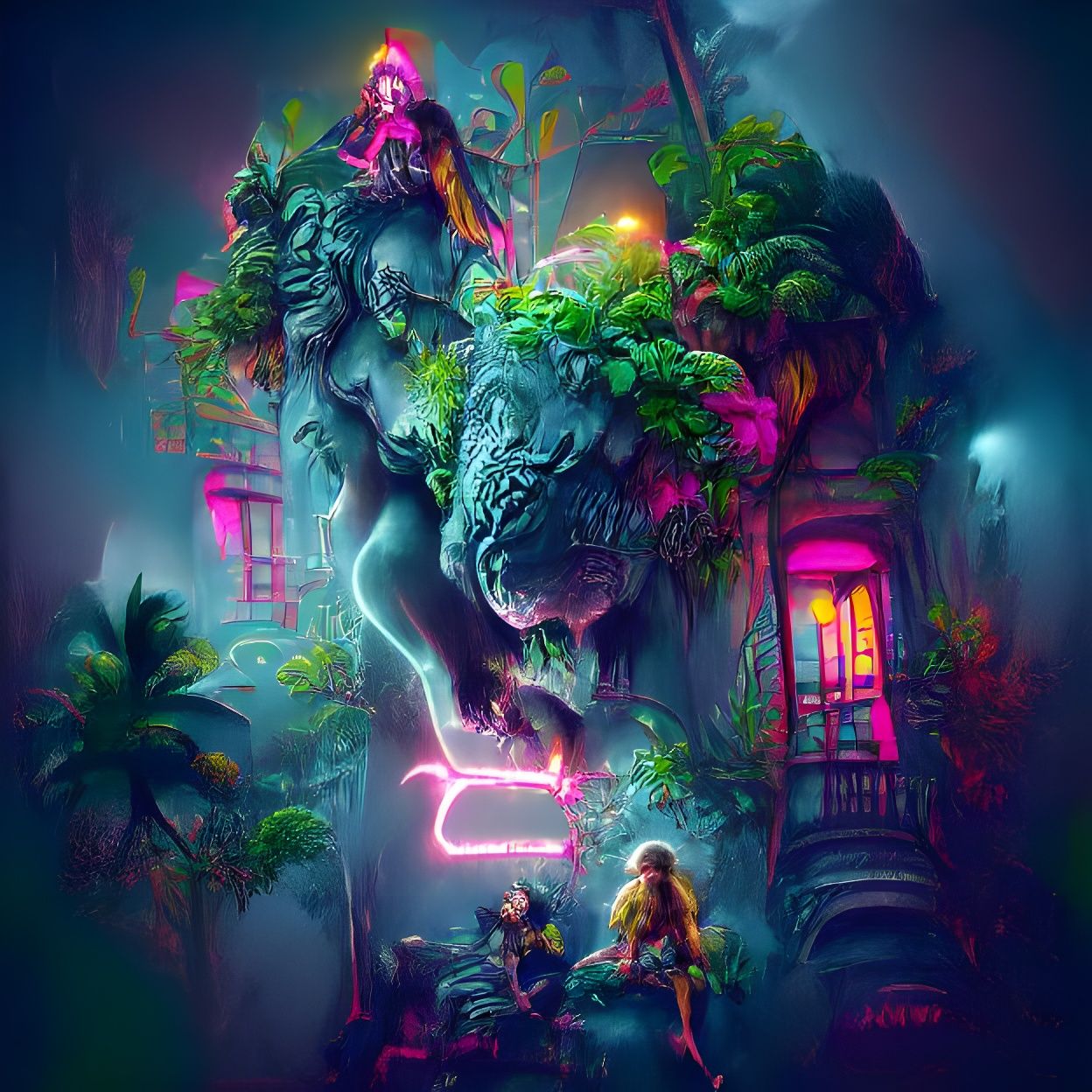 Neon jungle - AI Generated Artwork - NightCafe Creator