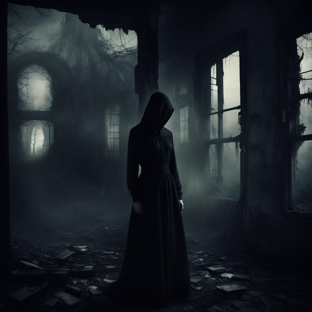 Double exposure, creepy places, eerie, ominous, scary, foreboding, dark ...