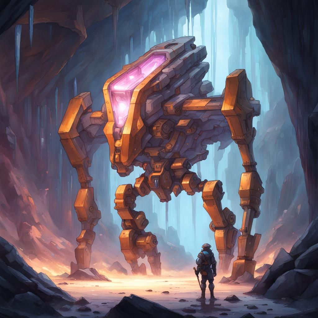 Time controlling mech in a crystal cave - AI Generated Artwork ...