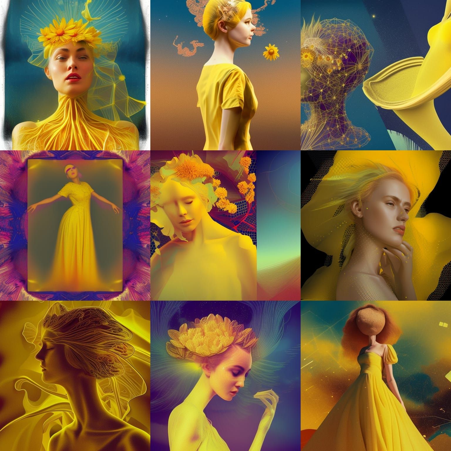 imagine a woman wearing a pale yellow dress, 8k resolution concept art ...